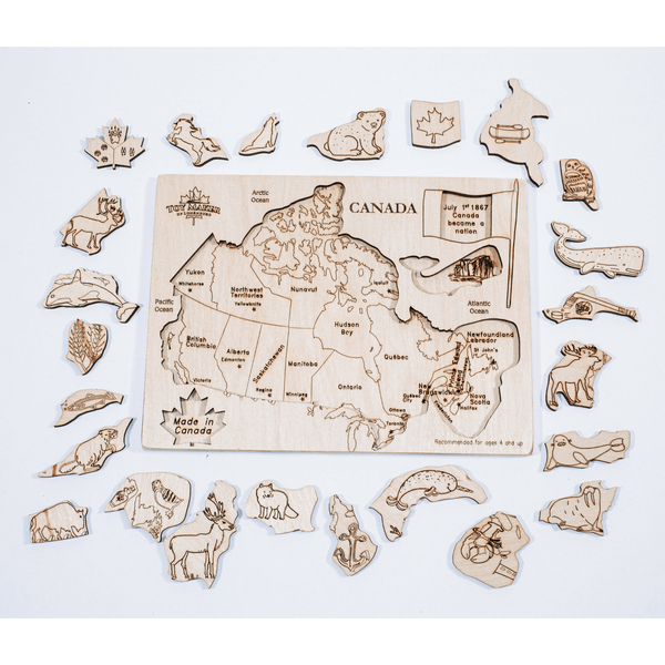 Kids Canada Map Puzzle with Native Animals - Toy Maker of Lunenburg