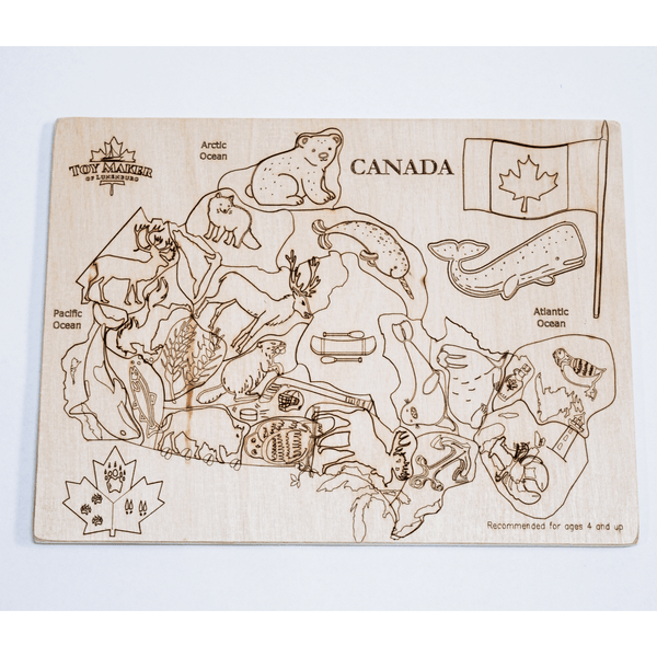 Kids Canada Map Puzzle with Native Animals - Toy Maker of Lunenburg