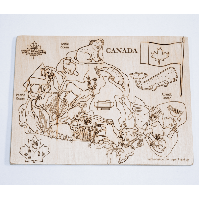 Kids Canada Map Puzzle with Native Animals - Toy Maker of Lunenburg
