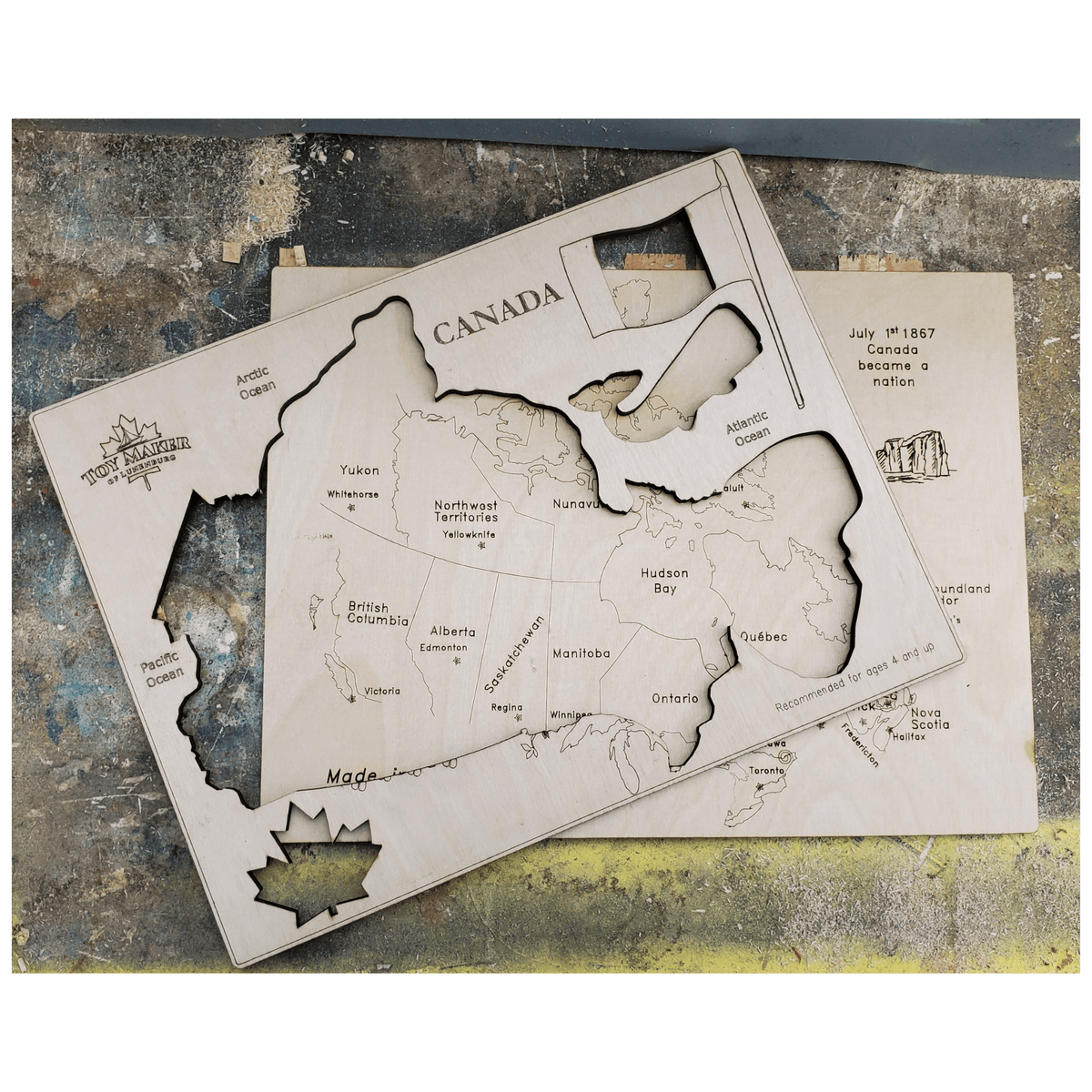 Kids Canada Map Puzzle with Native Animals - Toy Maker of Lunenburg